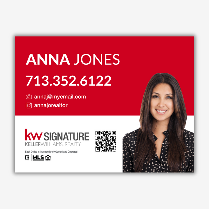 KW Signature All Red Sign with Headshot 24x18 – Agent Marketing Desk